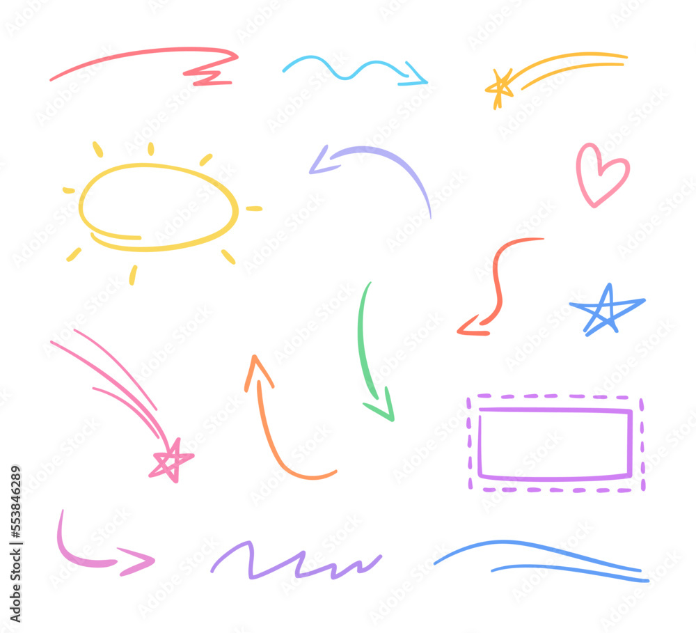 Infographic elements on isolation background. Freehand pen drawing ...