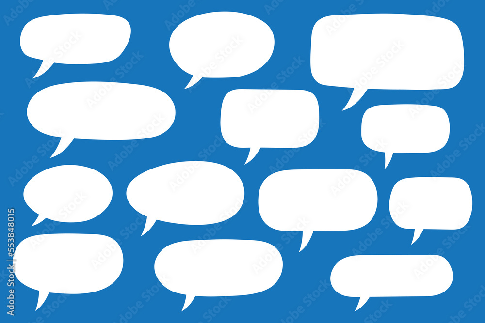 Vetor de Set of speech bubbles. Speak bubble text, cartoon chatting box ...