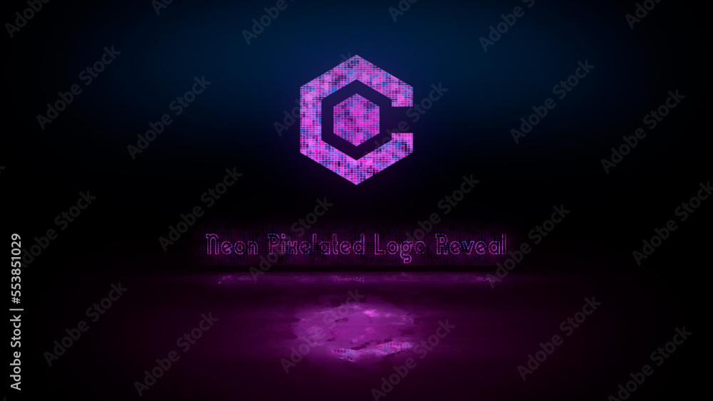 Neon Pixelated Logo Reveal Stock Template | Adobe Stock