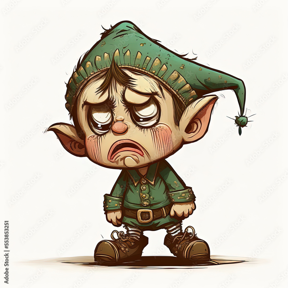 Overworked Cartoon Christmas Elf | Midjourney Ai Generated Illustration ...