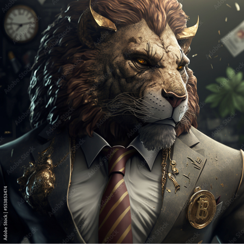lion on the roof, rich lion, business lion, business man,businessman ...