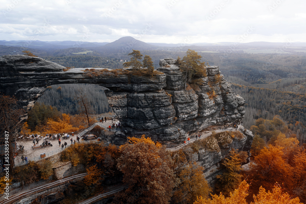 Pravčická brána - natural stone arch formation in national park Czech ...