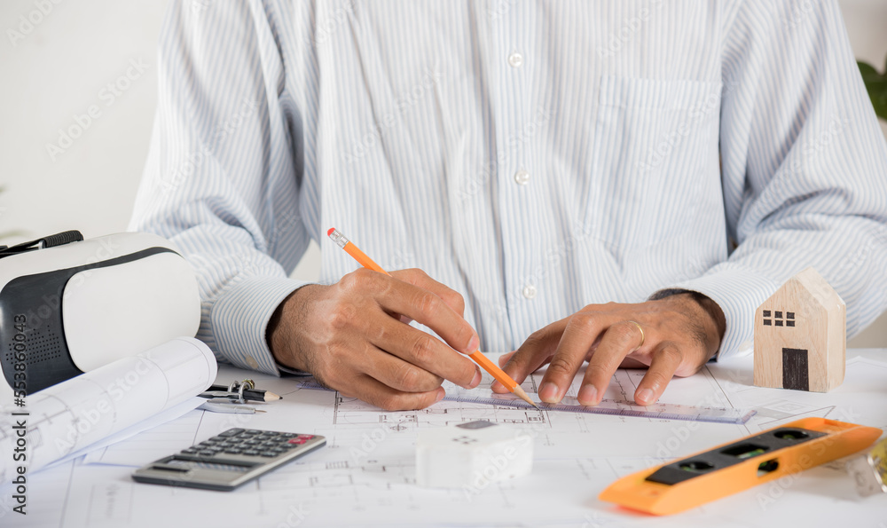 Architect workplace. Architectural building design and construction ...