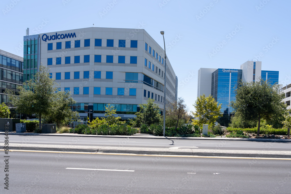 San Diego, California, USA - July 9, 2022: Qualcomm’s office building ...