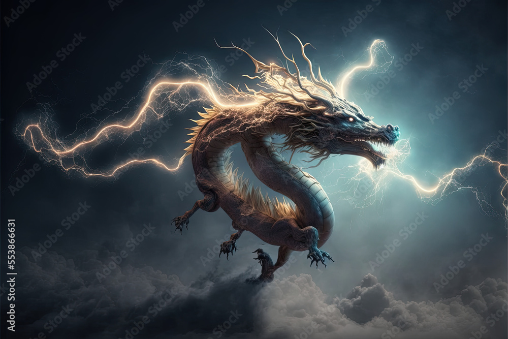 Flying Chinese dragon ilustração do Stock | Adobe Stock