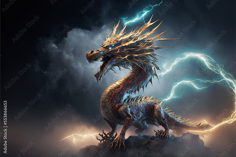 Flying Chinese dragon Stock Illustration | Adobe Stock