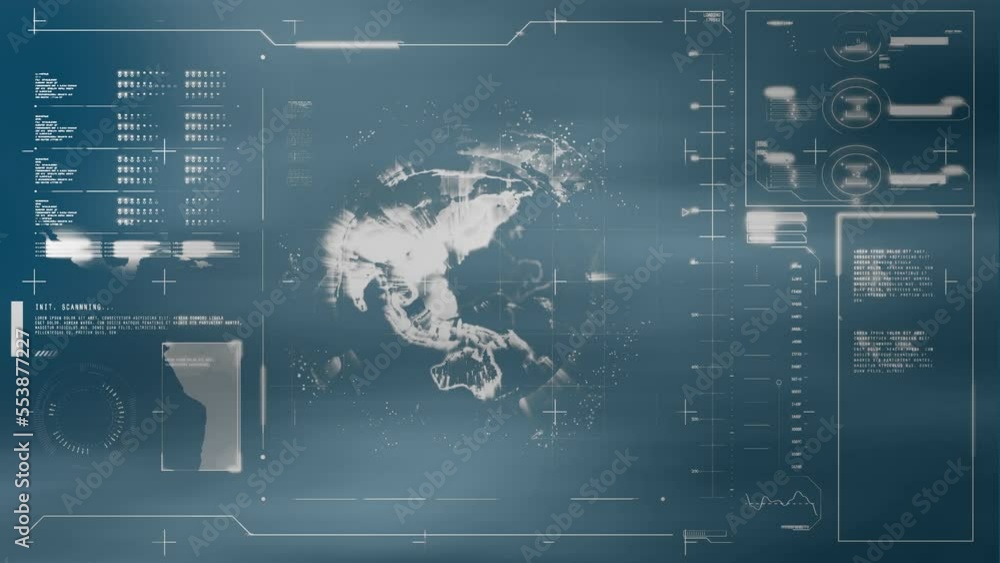 The white dashboard with data graphs chart analysis and a earth globe ...