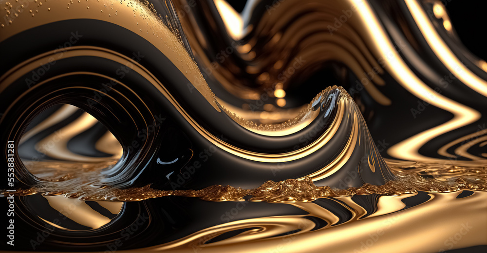 Abstract luxury swirling black gold background. Quirky motion ...