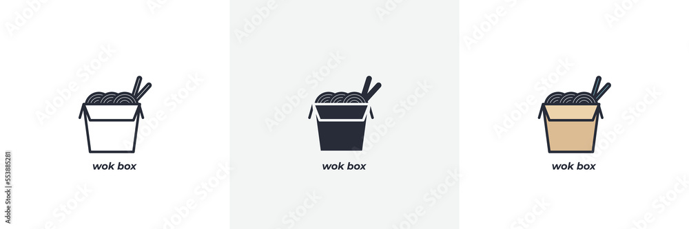 wok box icon. Line, solid and filled outline colorful version, outline ...