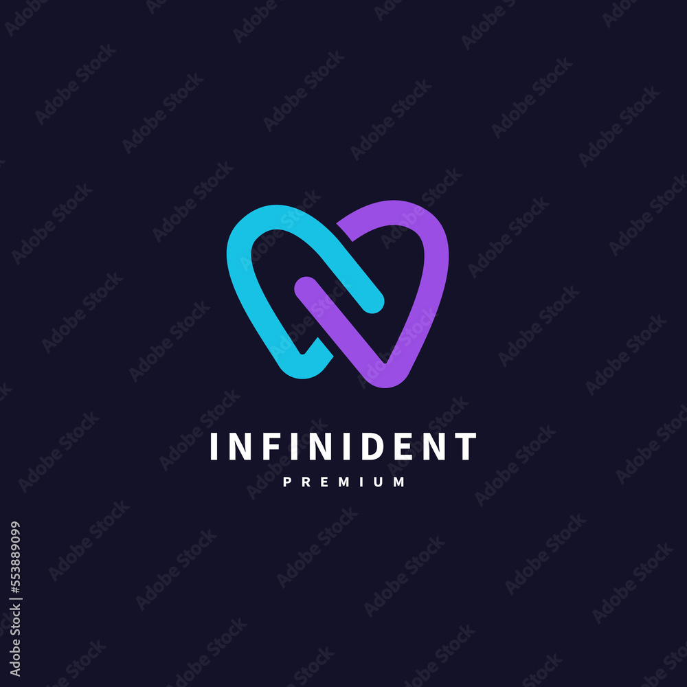 infinity dental with love for dentist icon logo design Stock Vector ...