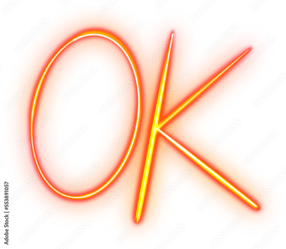 oke ok neon light element Stock Illustration | Adobe Stock