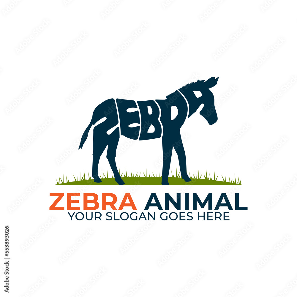 Zebra Wildlife animal logo design vector, icon sign with Warp Text Into ...