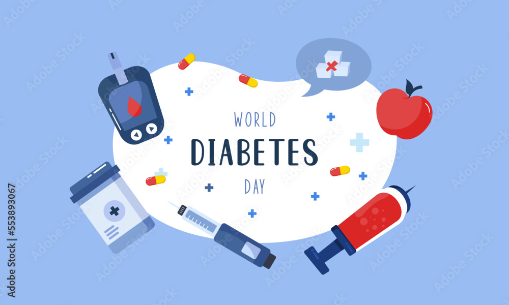 World diabetes day background, blood glucose testing meter and insulin ...