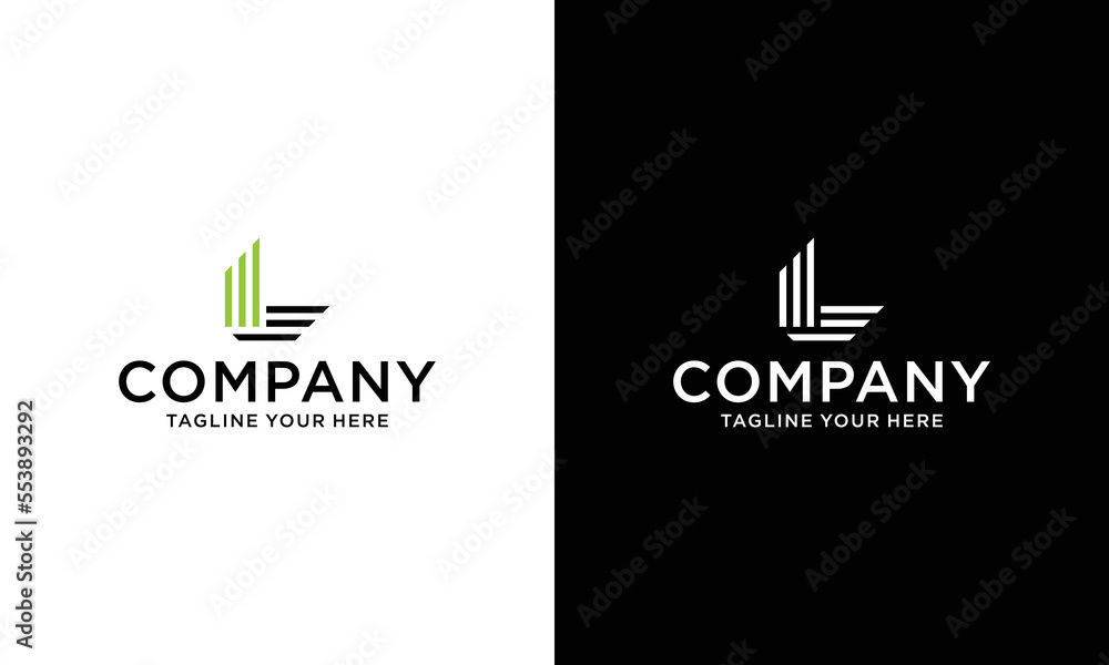 Monogram L logo huruf hipster, bentuk isometrik LLL lambang garis tipis ...