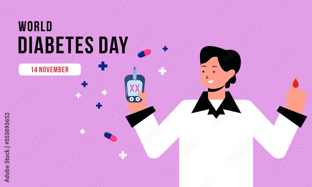 World diabetes day background, blood glucose testing meter and insulin ...