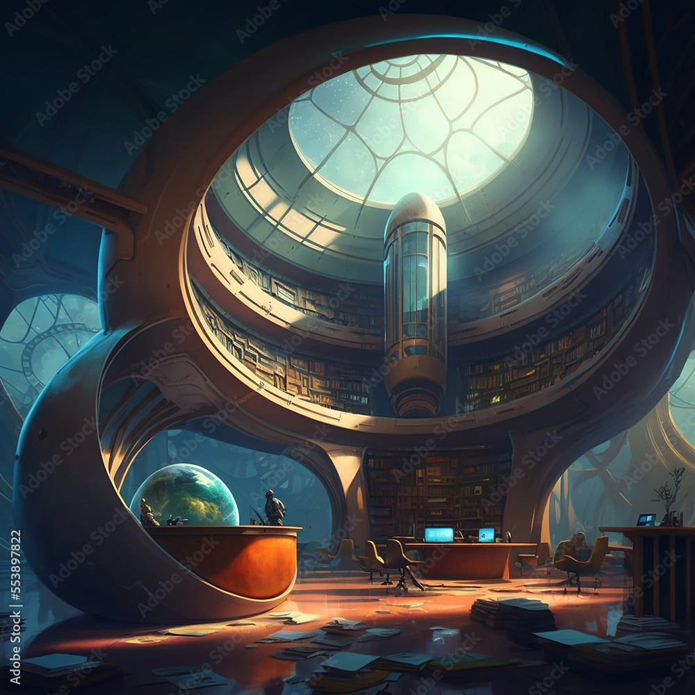 Ai generated futuristic library building. Created using ai generative ...