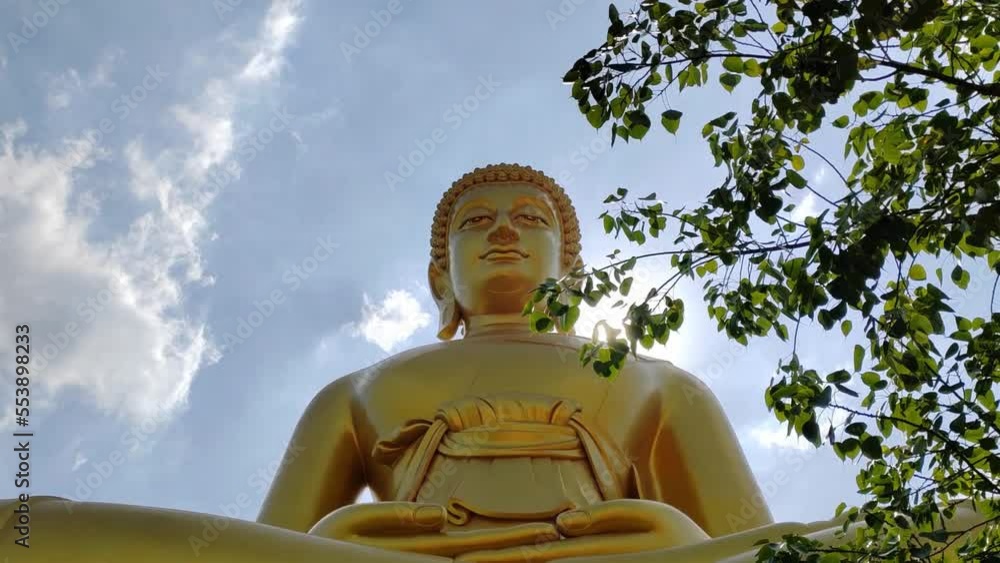 front view Golden big Buddha statue (Phra Buddha Dhammakaya Thep ...
