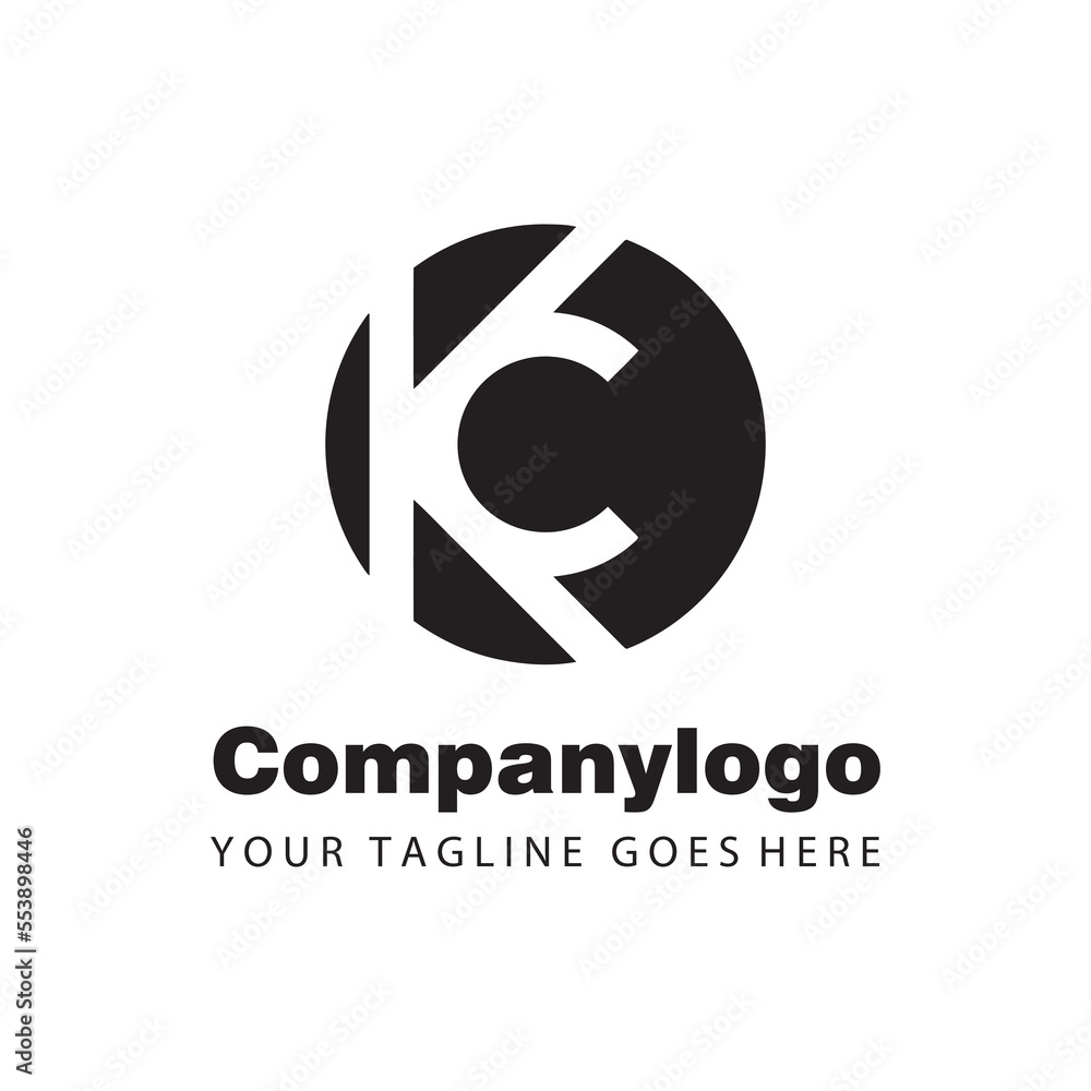 simple black letter kc for logo company design Stock Vector | Adobe Stock