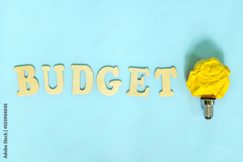 How to budget and budgeting ideas and tips concept. Bright yellow ...