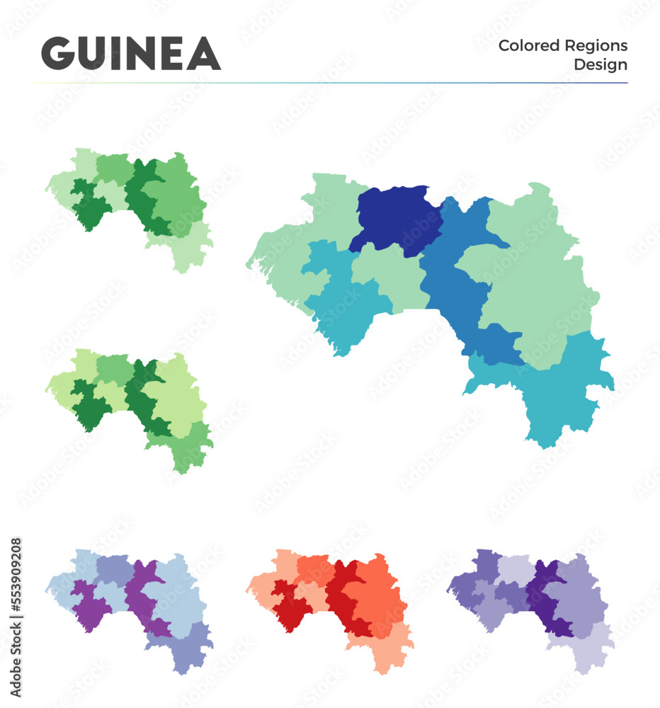 Guinea map collection. Borders of Guinea for your infographic. Colored ...
