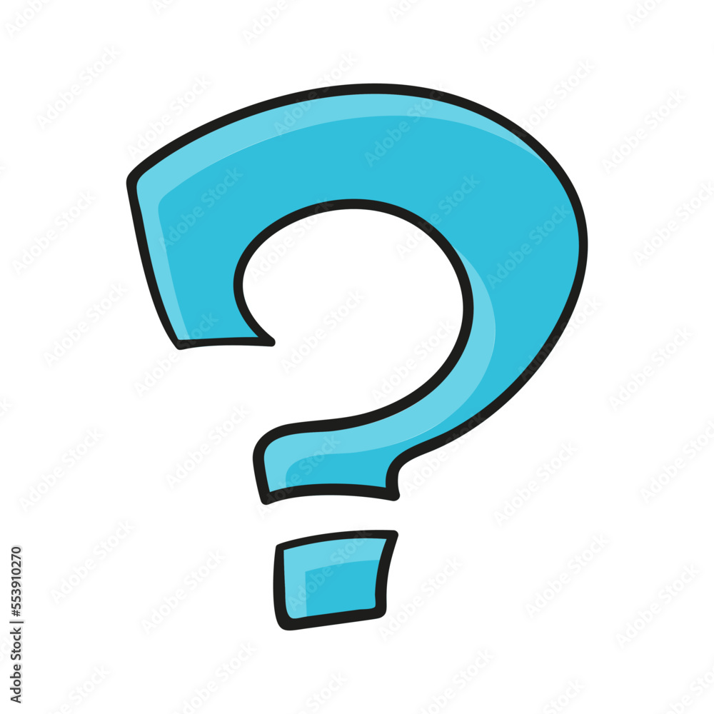 Question mark icon in doodle style. Help symbol. FAQ sign on white ...