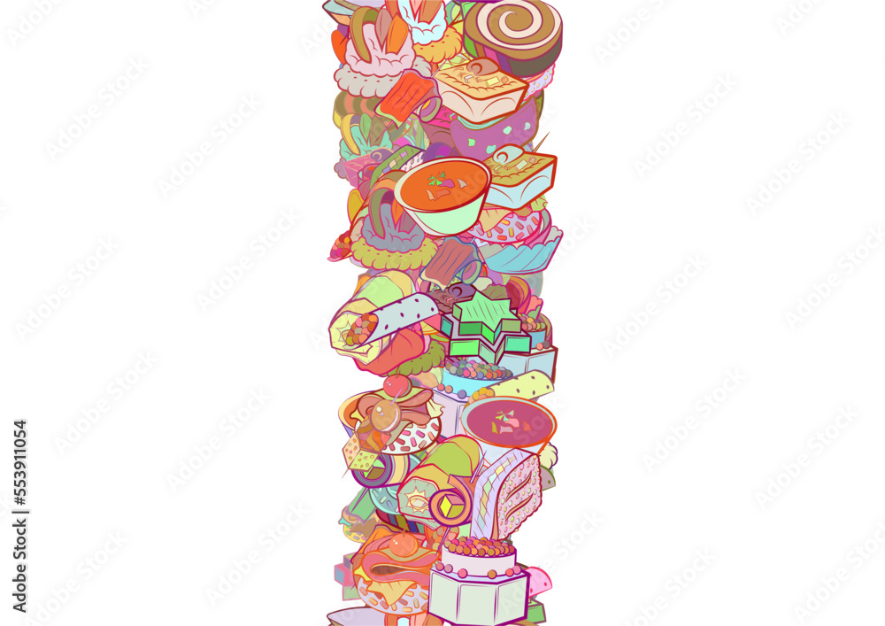 Background pattern abstract design texture. Snacks. Vertical seamless ...