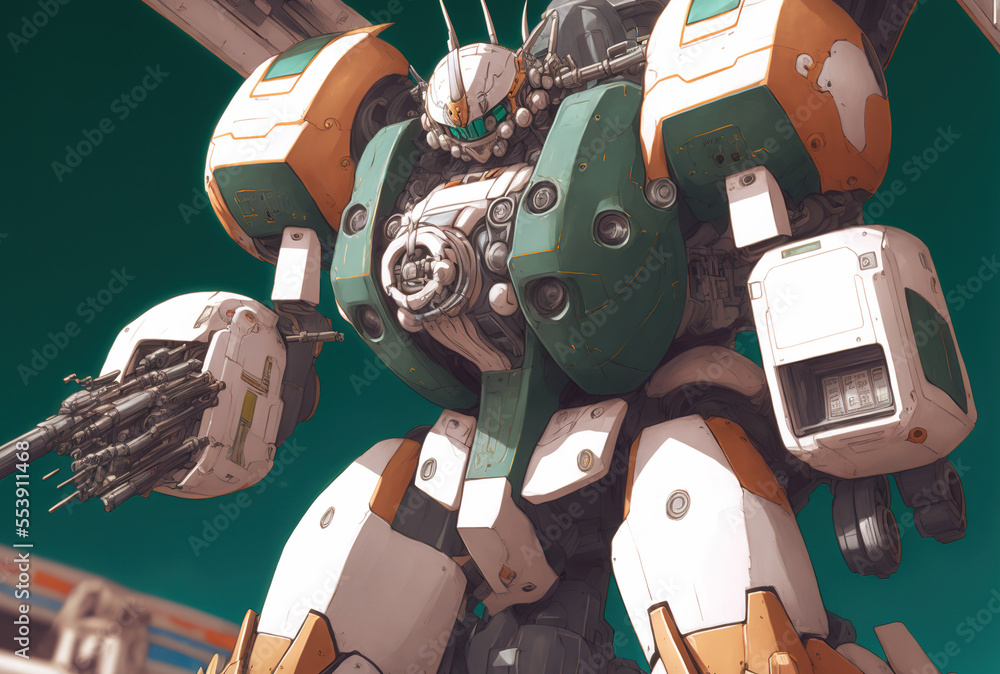 Detail mecha robot gunpla built by head, arms, legs, and weapons ...