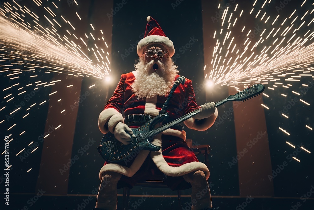 Santa Claus, Rocking and Shredding The Electric Guitar at chrsitmas ...