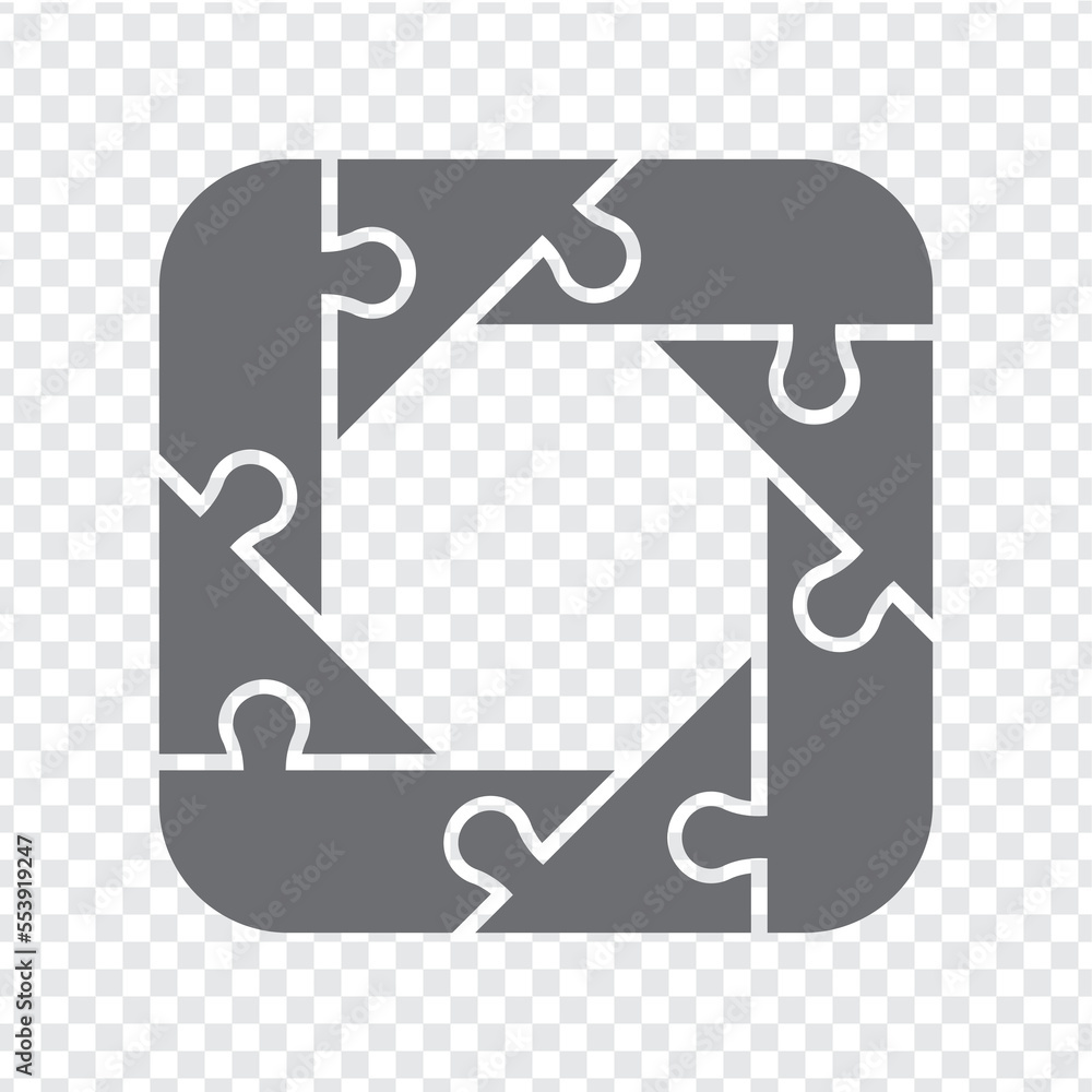 Simple icon puzzle in gray. Simple icon puzzle of the eight elements on ...