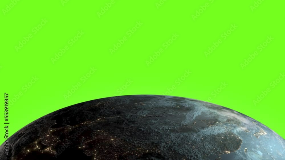 Realistic 3D earth rotating on green background 4K animation. Earth ...