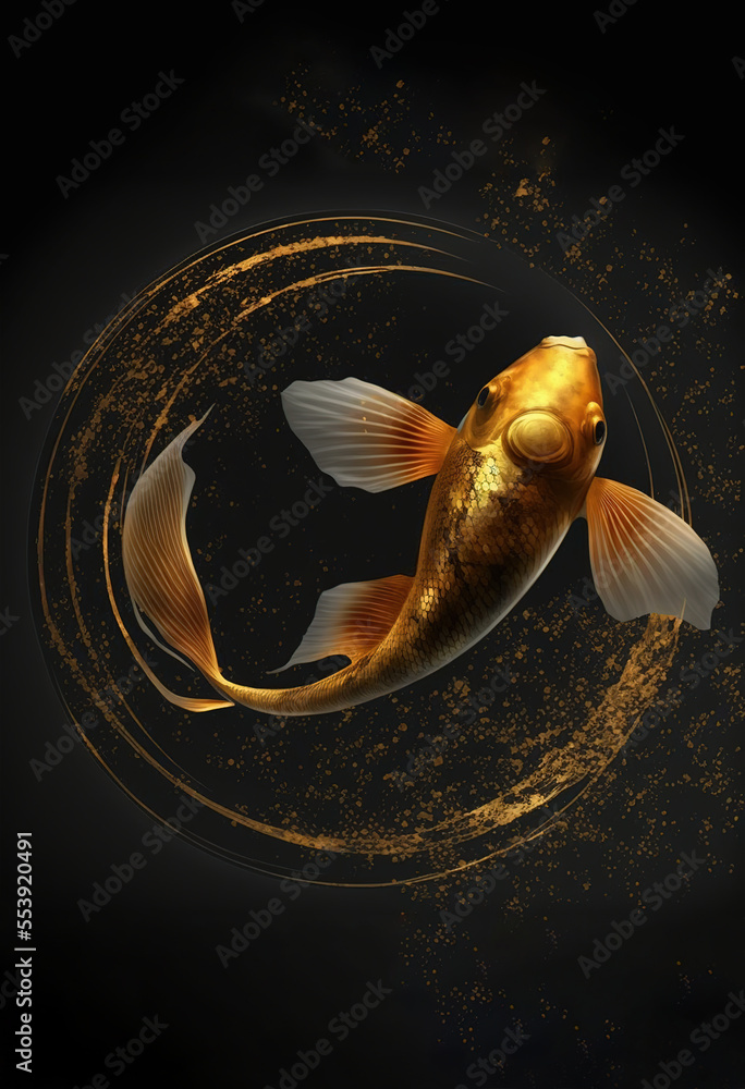 Elegant Golden Koi Fish Illustration Stock Illustration | Adobe Stock