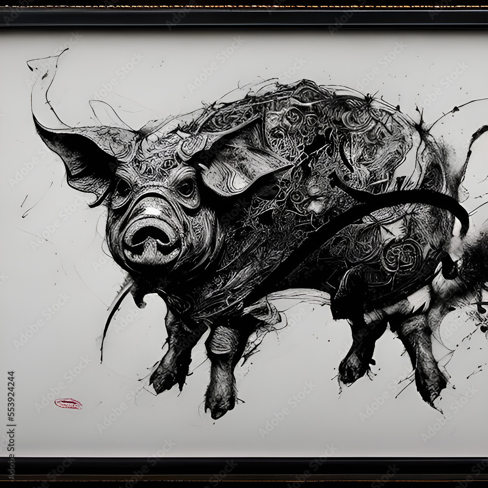 Scary Pig (Ai Gen) Stock Illustration | Adobe Stock