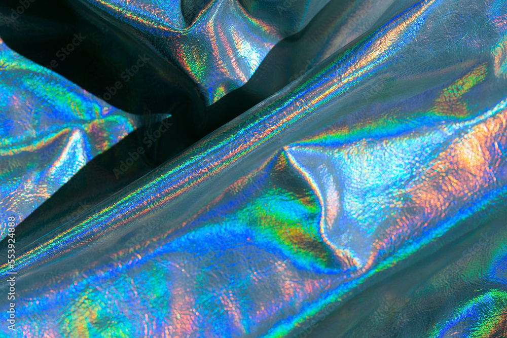 texture with iridescent waves and folds.Abstract trendy holographic ...