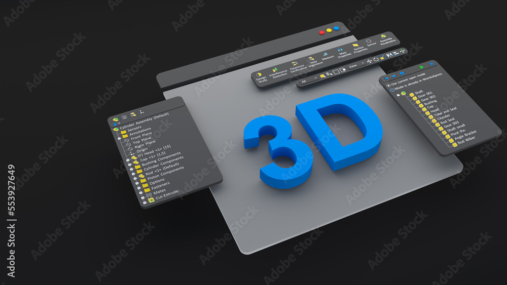 Engineering project, 3D CAD text model software. Mechanical dimensional ...