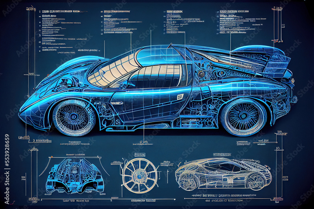 Modern Car Blueprint, Generative AI Stock Illustration | Adobe Stock