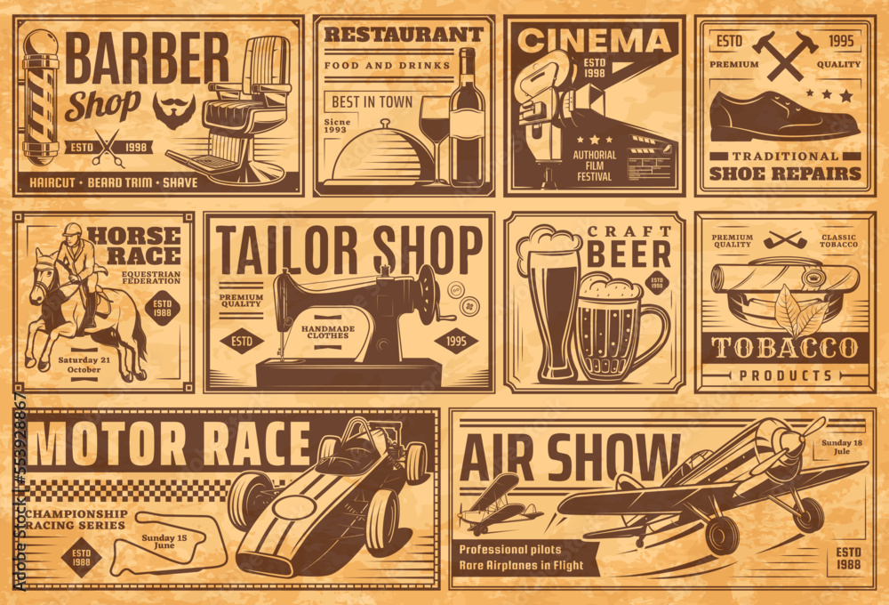 Vintage newspaper banners, old advertising. Vector retro promo ads for ...