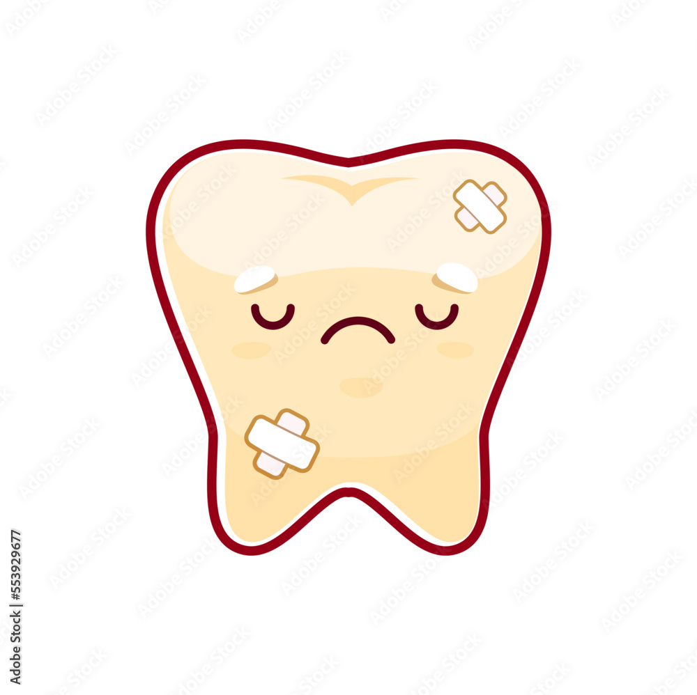 Cartoon sick tooth character. Dentistry and health problem, medical ...