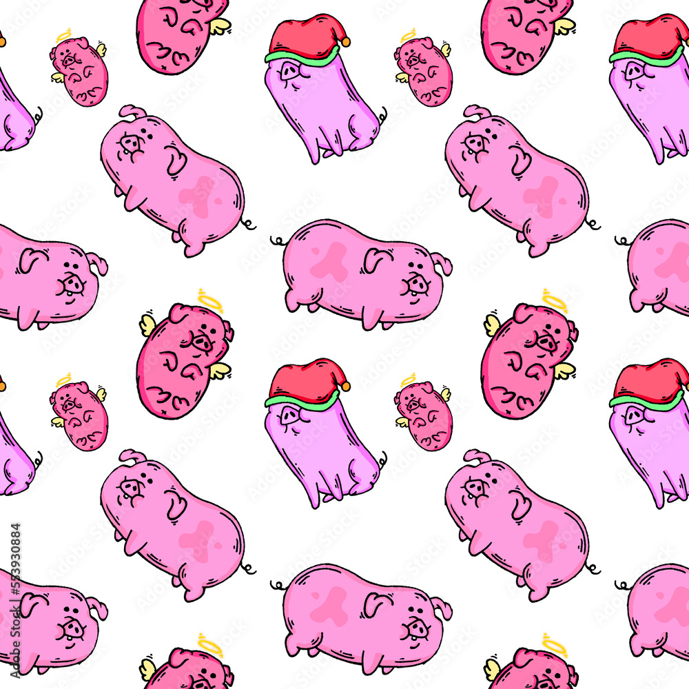 Cartoon Pigs Repeating Pattern Clipart Stock Illustration | Adobe Stock