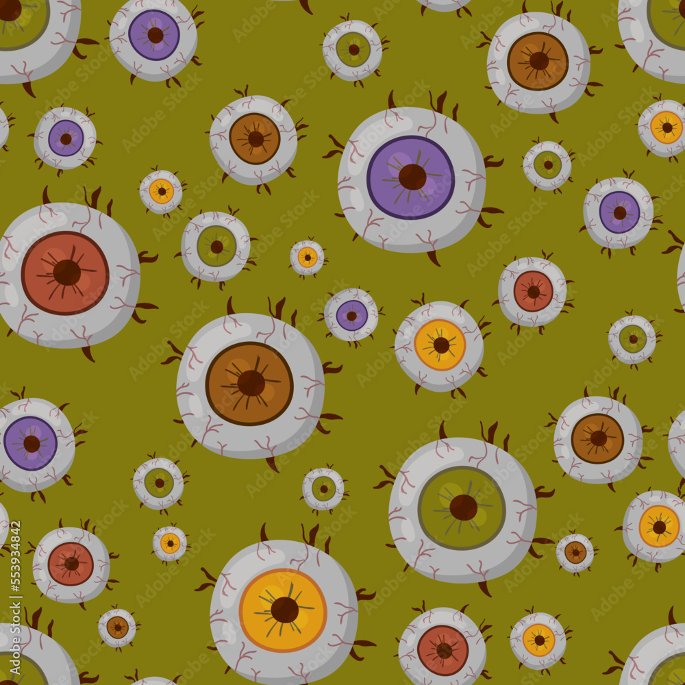 Creepy eyes vector seamless pattern. Halloween scary eyeballs texture ...