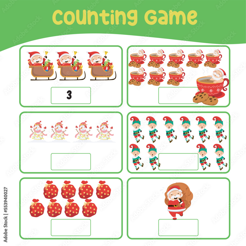 Counting the image and writing activity the number. Fun educational ...