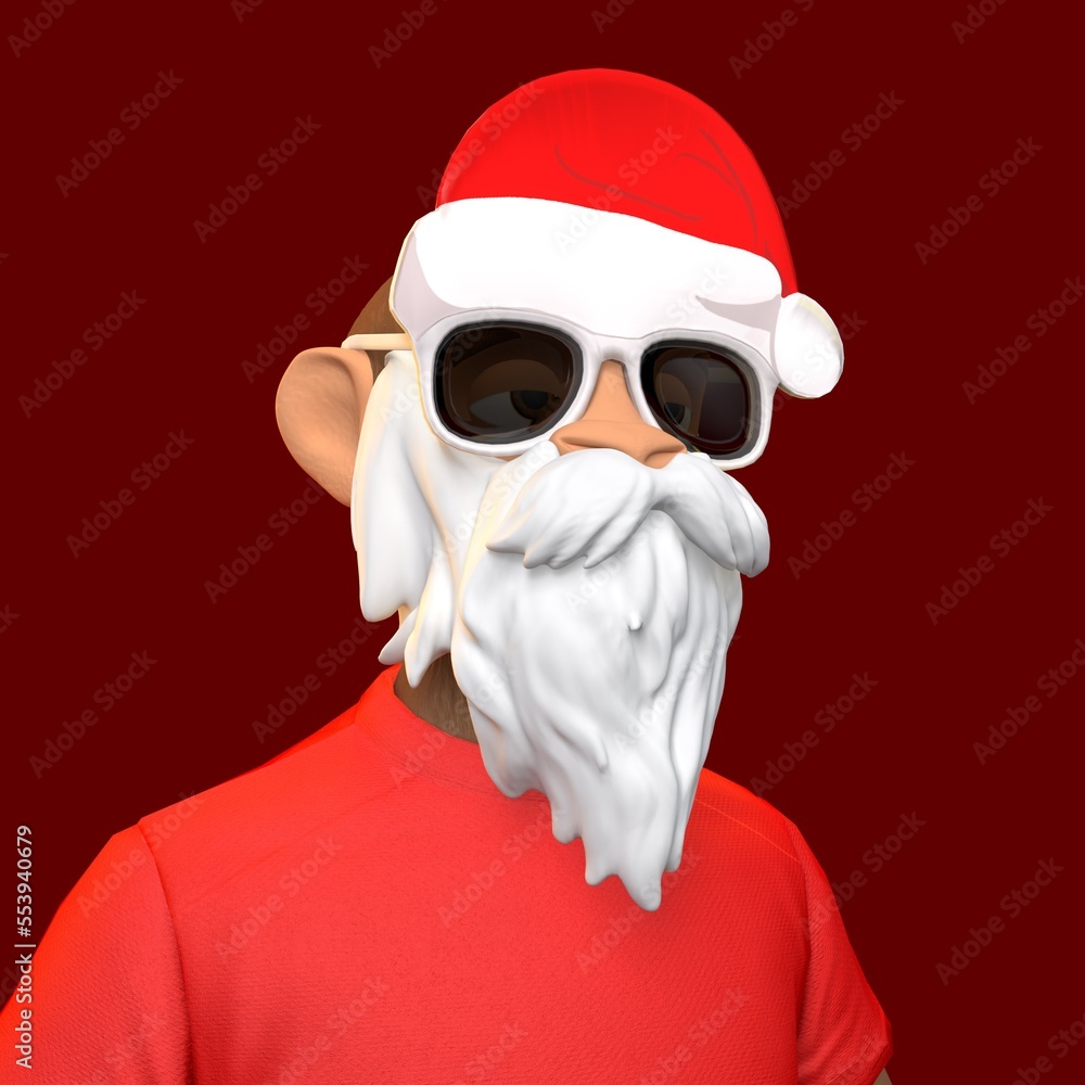 Presentation of NFT Ape avatar Cristmass collection. Santa Claus NFT 3d ...
