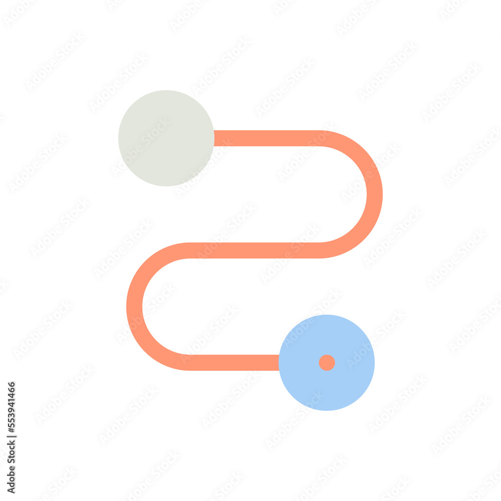 Travel route flat color ui icon. Distance between two points. GPS ...