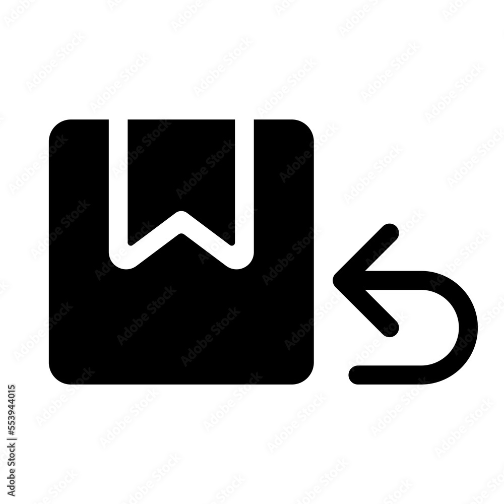 Return parcel black glyph ui icon. Logistics and distribution management. User interface design ...