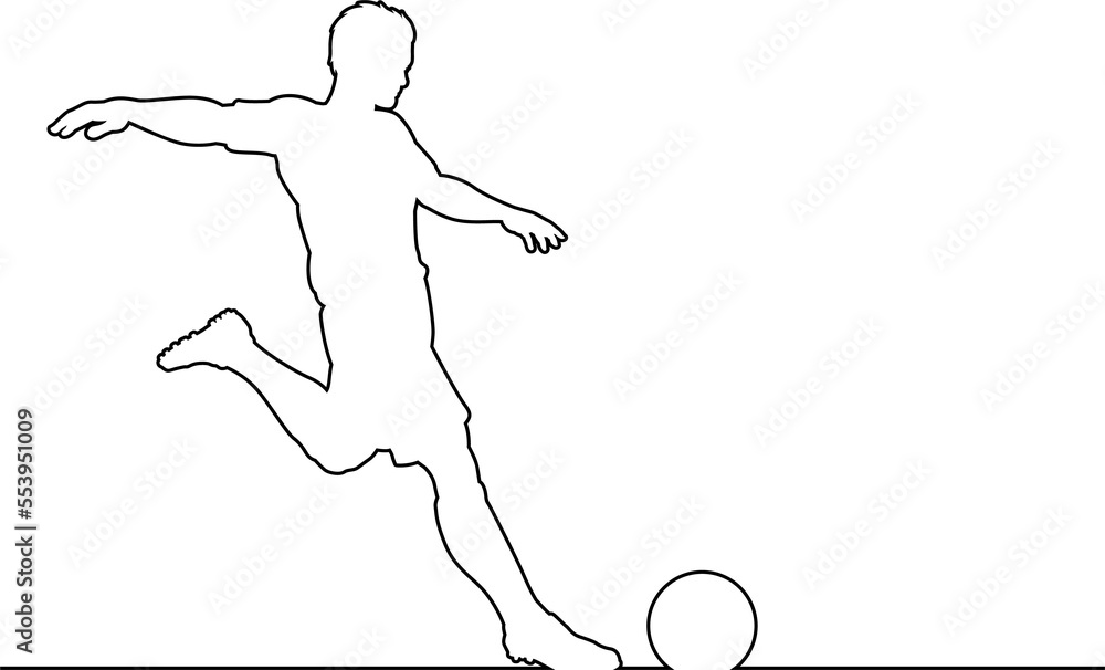 Soccer Football Player Line Silhouette Outline Stock Illustration ...