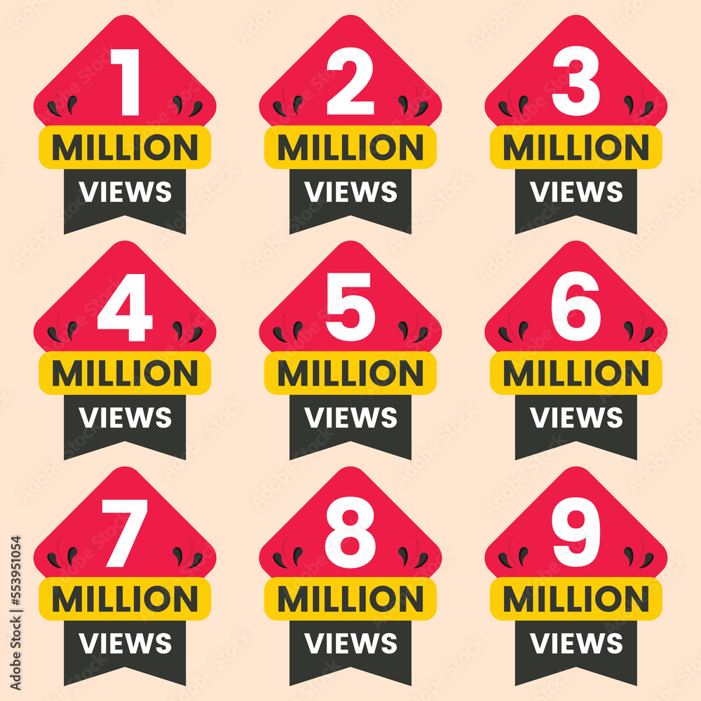 million views celebration background design 1m to 8m plus views Stock ...