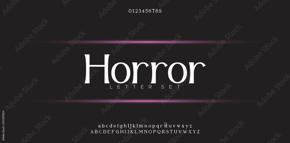 HORROR Luxury letter fonts and alphabet set. Modern tech typeface ...