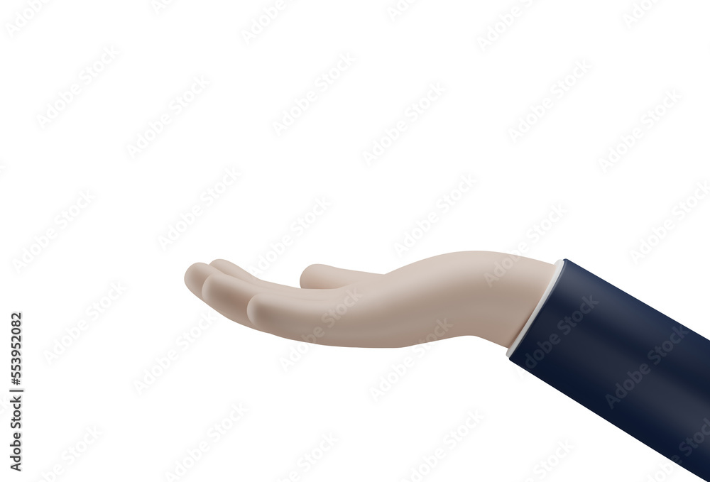 Open palm of a right hand. Side view of an open hand isolated on white ...