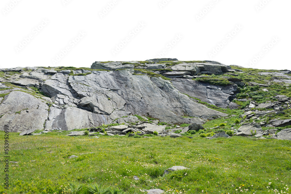 Isolated PNG cutout of a mountain in summer in the Alps on a ...