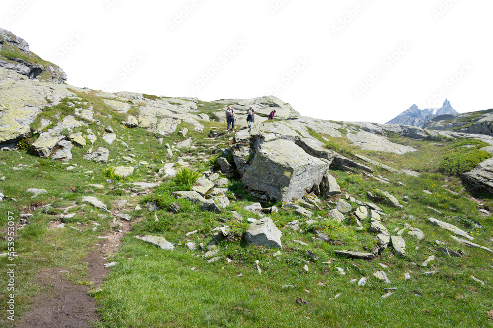 Isolated PNG cutout of a mountain in summer in the Alps on a ...