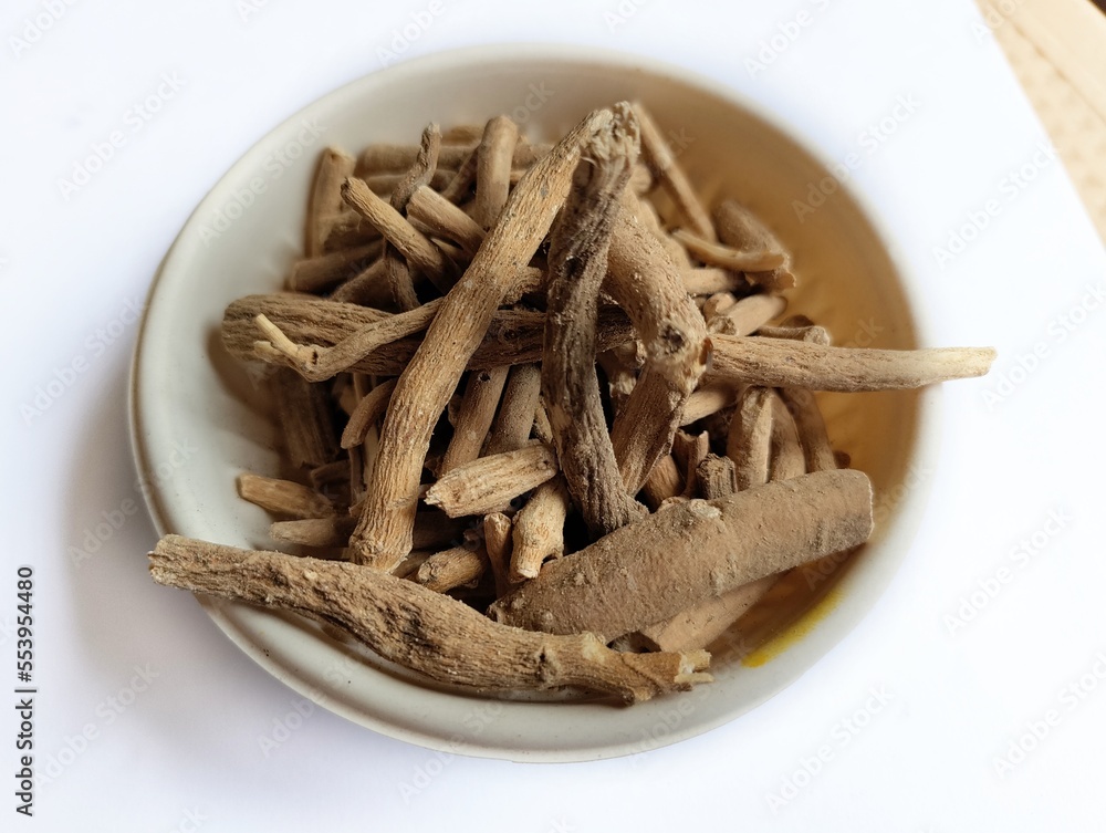 Organic Ashwagandha (Withania somnifera) roots. Also known as Indian ...
